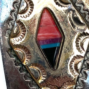 Vintage Navajo Sterling Multi Stone Inlay and 12k Gold Filled Earrings ...