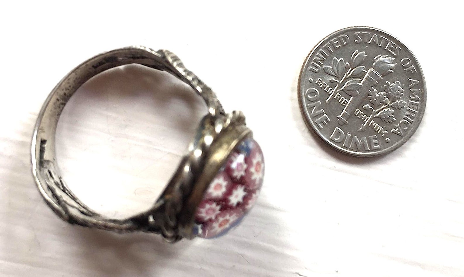 Caithness Millefiori Glass Sterling Silver Ring 1970s Scotland Signed ...