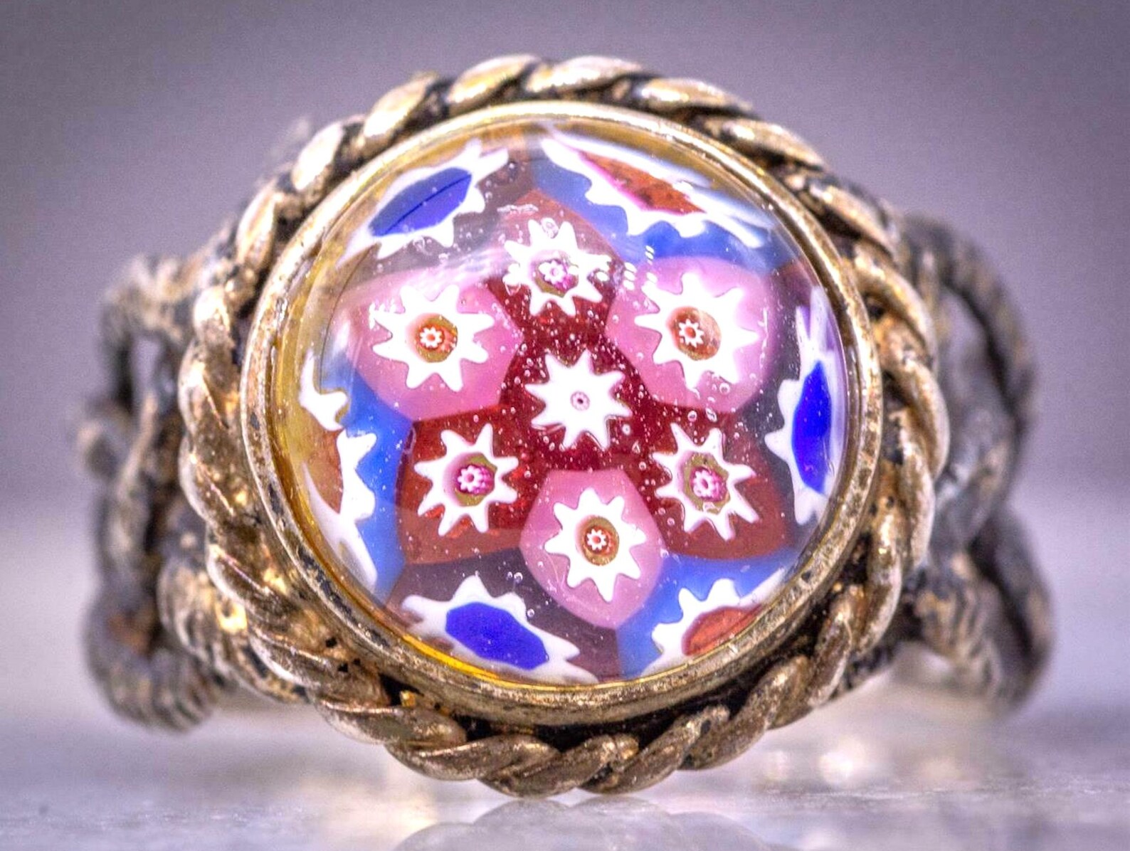Caithness Millefiori Glass Sterling Silver Ring 1970s Scotland Signed ...