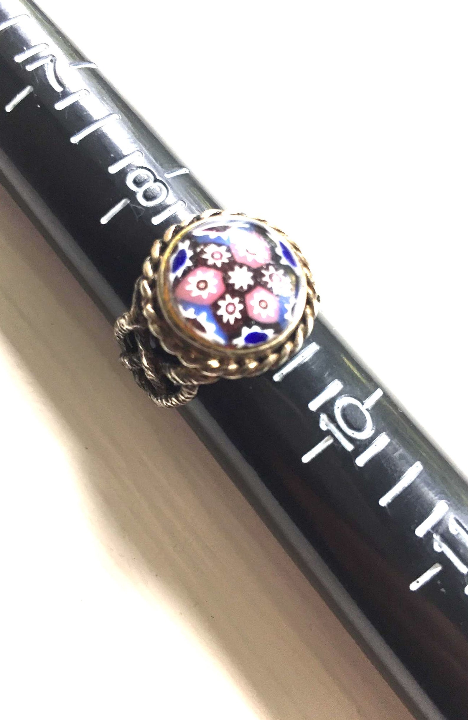 Caithness Millefiori Glass Sterling Silver Ring 1970s Scotland Signed ...
