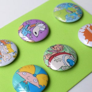 Nickelodeon Set of 6 Buttons, Nickelodeon Pins, Nickelodeon Flare - Etsy