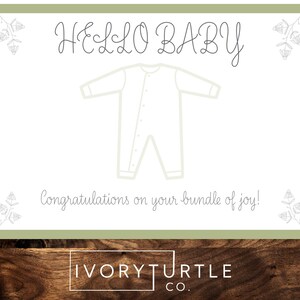 Hello Baby- Baby Shower Printable Card- UNLIMITED PRINTABLE DOWNLOAD - Etsy