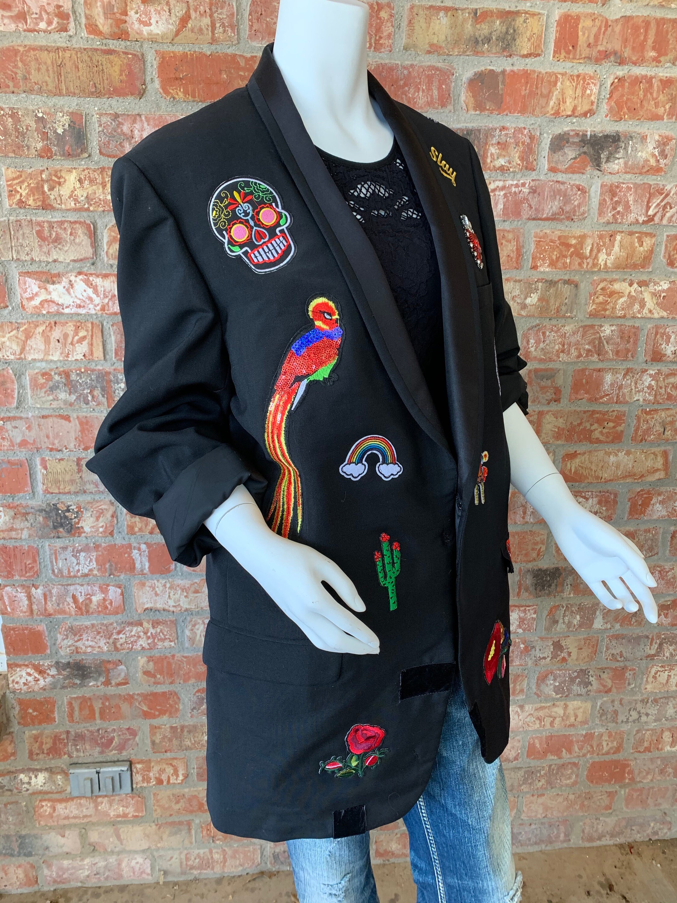 Patch Tux Jacket Funky Patches Tuxedo Jacket - Etsy