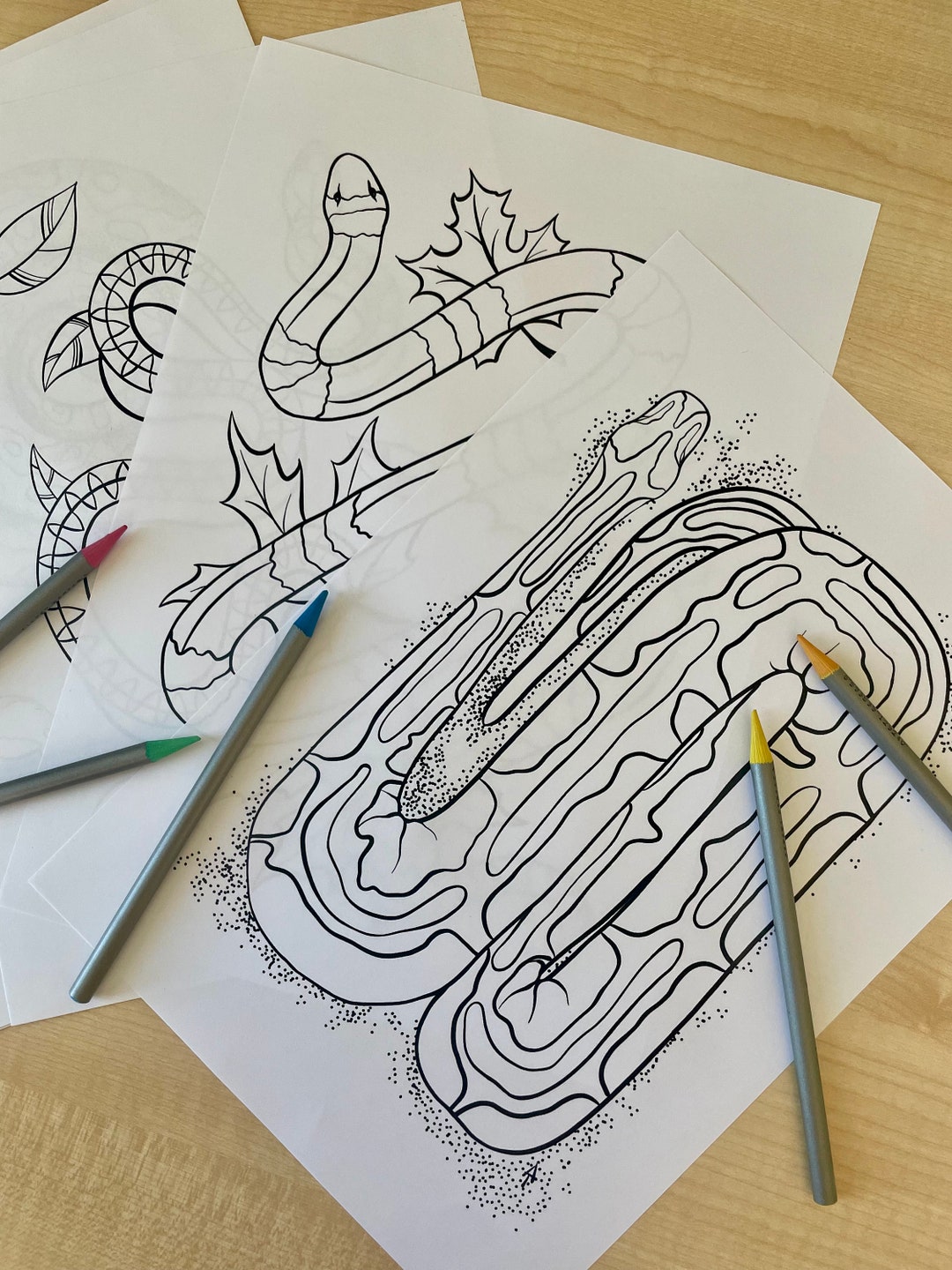 Snake Themed Coloring Sheets for Printing Out - Etsy