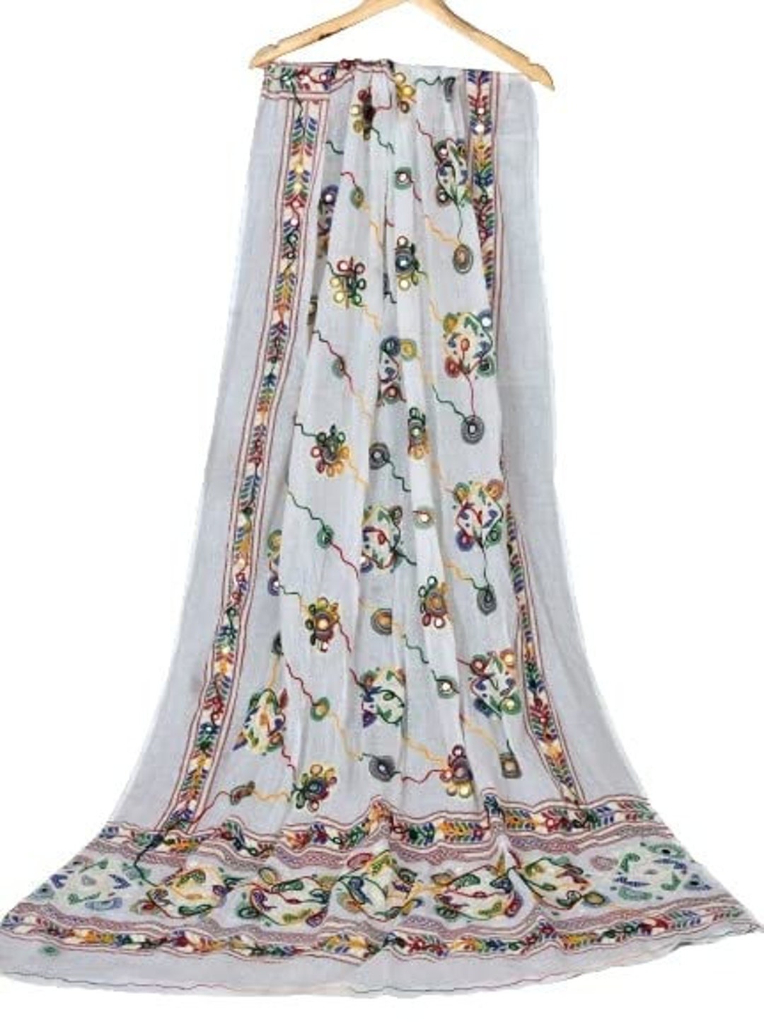 Women's Embroidery Mirror Kutch Work Cotton Dupatta free - Etsy