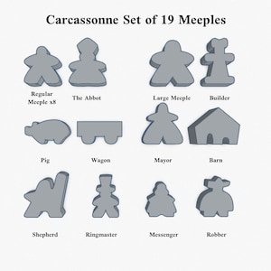 Carcassonne Meeple Set: 19 Pc 3D Printed PLA Game Pieces - Etsy