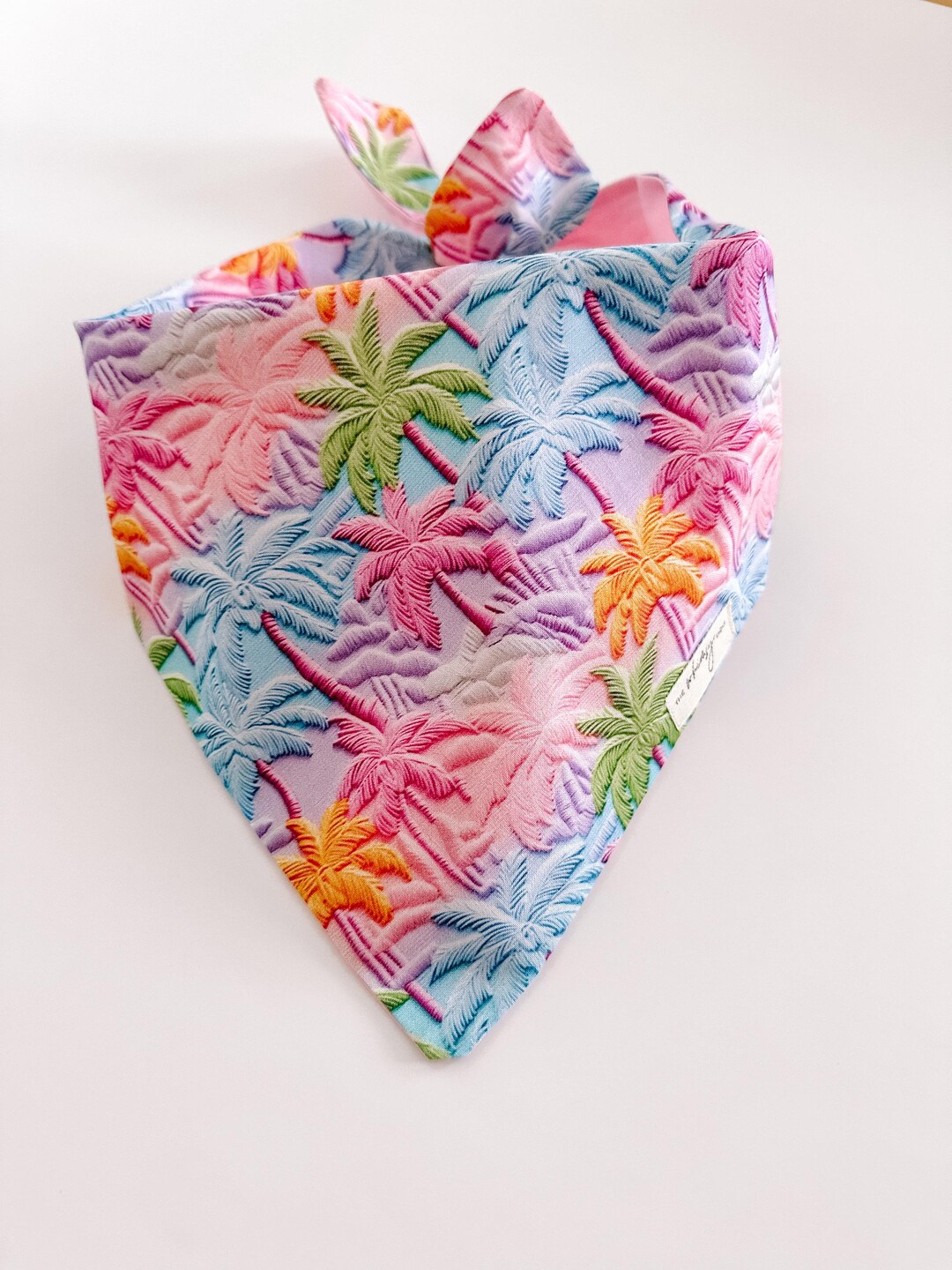Palms Trees | Colorful Faux Embroidery Dog Bandana, Tie-on Dog ...