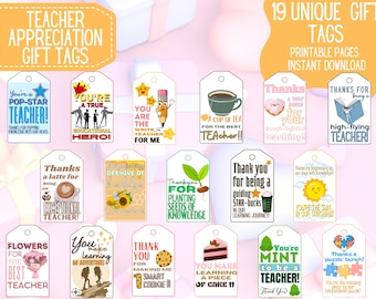 Teacher Appreciation Gift Tags, Digital Gift Tags, Printable Gift Tags ...