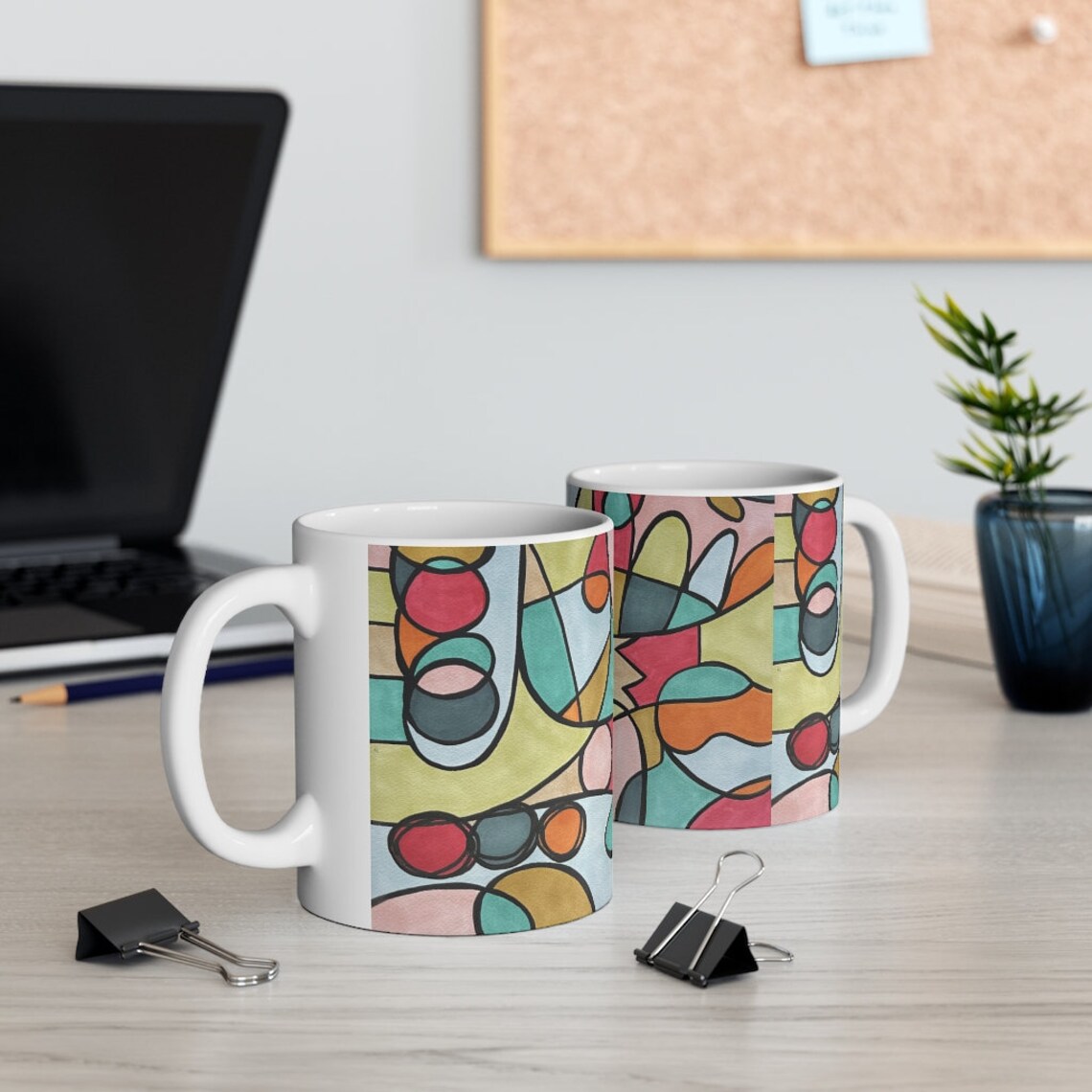 Multi Abstract Ceramic Mug 11oz | Etsy UK