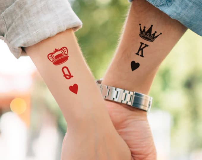 King & Queen Tattoo Set King and Queen Temporary Tattoo / Couples ...