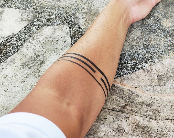 Minimalist Armband Tattoo Armband Temporary Tattoo / Solid Lines Arm ...