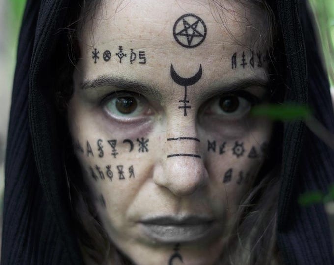 Witch Face Tattoos Set Witchcraft Temporary Tattoo Wicca Tattoo Wiccan Tattoo Salem Witch