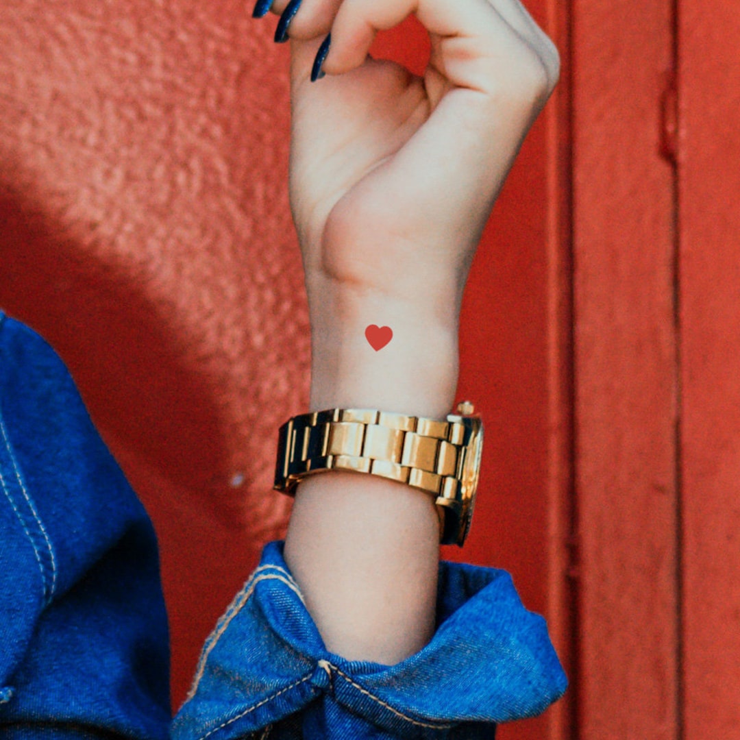 Small Red Hearts (set of 5) - Temporary Tattoo / Red Hearts Temporary ...