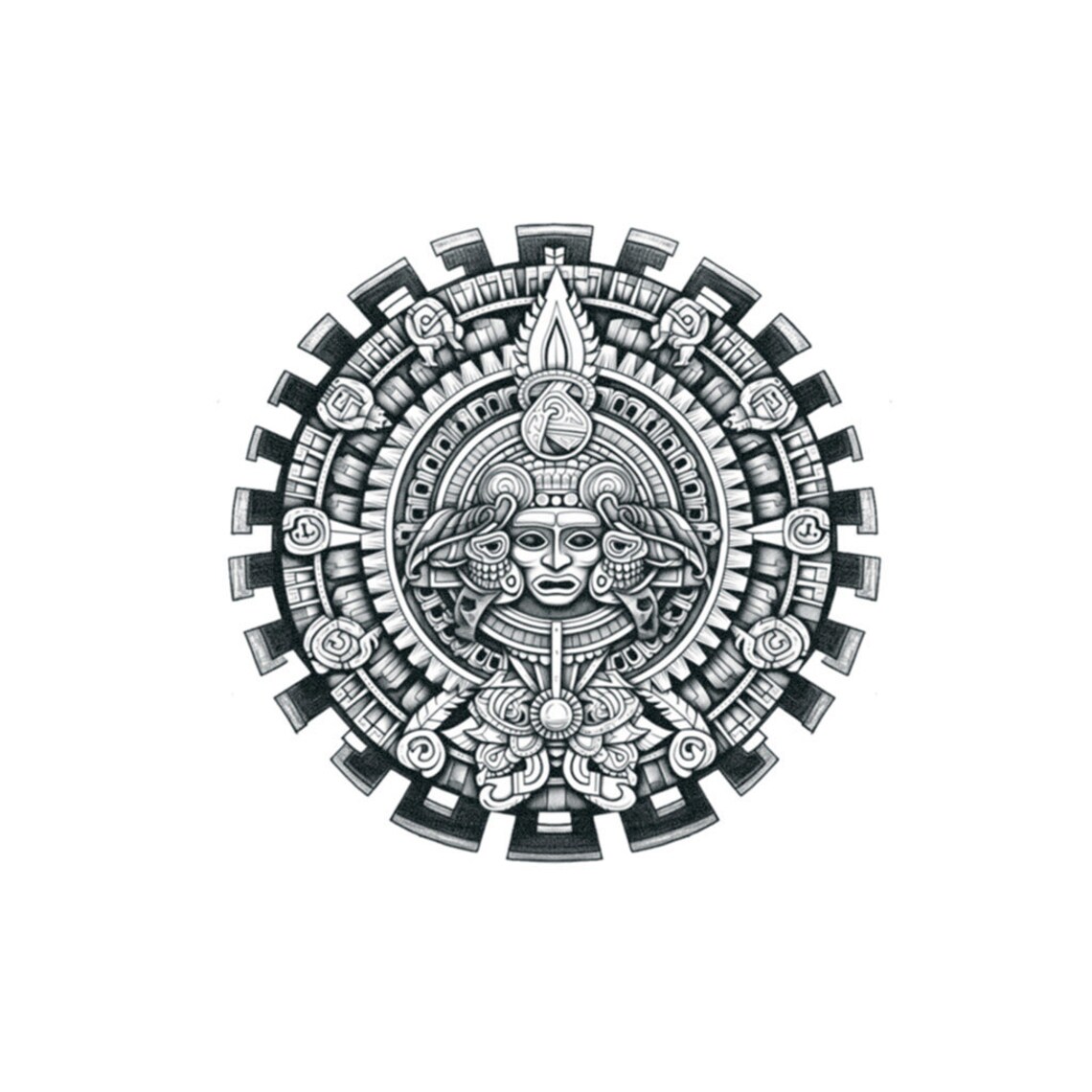 Piedra Del Sol Temporary Tattoo - Temporary Tattoo / Aztec Sun Stone ...