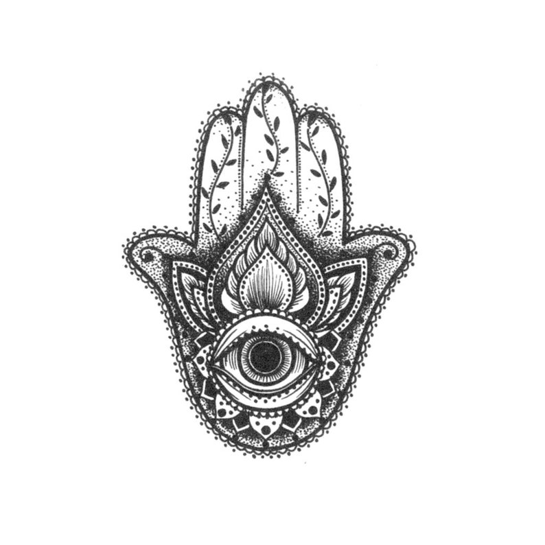 Hamsa Geometric Tattoo Hamsa Hand Tattoo / Hamsa Temporary | Etsy