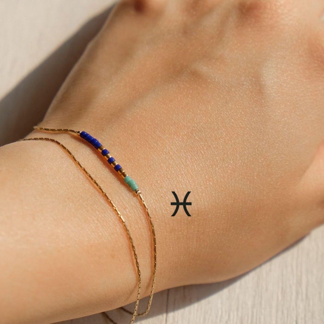 Tiny Pisces Sign Temporary Tattoos (set of 8) - Pisces Temporary ...