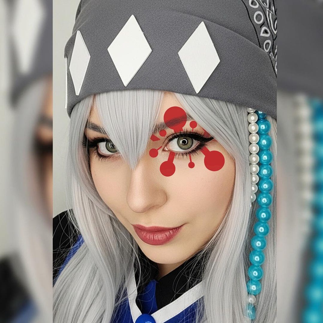 Demon Face Red Eye Mark Temporary Tattoo - Anime Costume Temporary ...