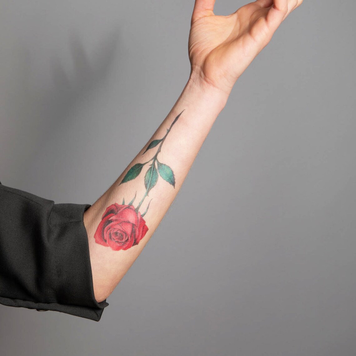 Red Rose Rose Flower Temporary Tattoo / Red Rose Tattoo / - Etsy