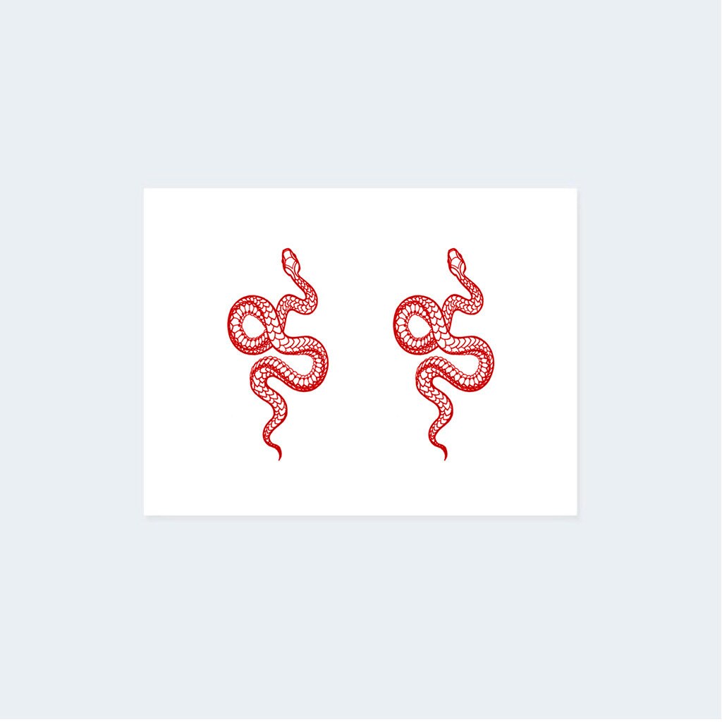Small Red Snake set of 2 Red Snake Temporary Tattoo / - Etsy