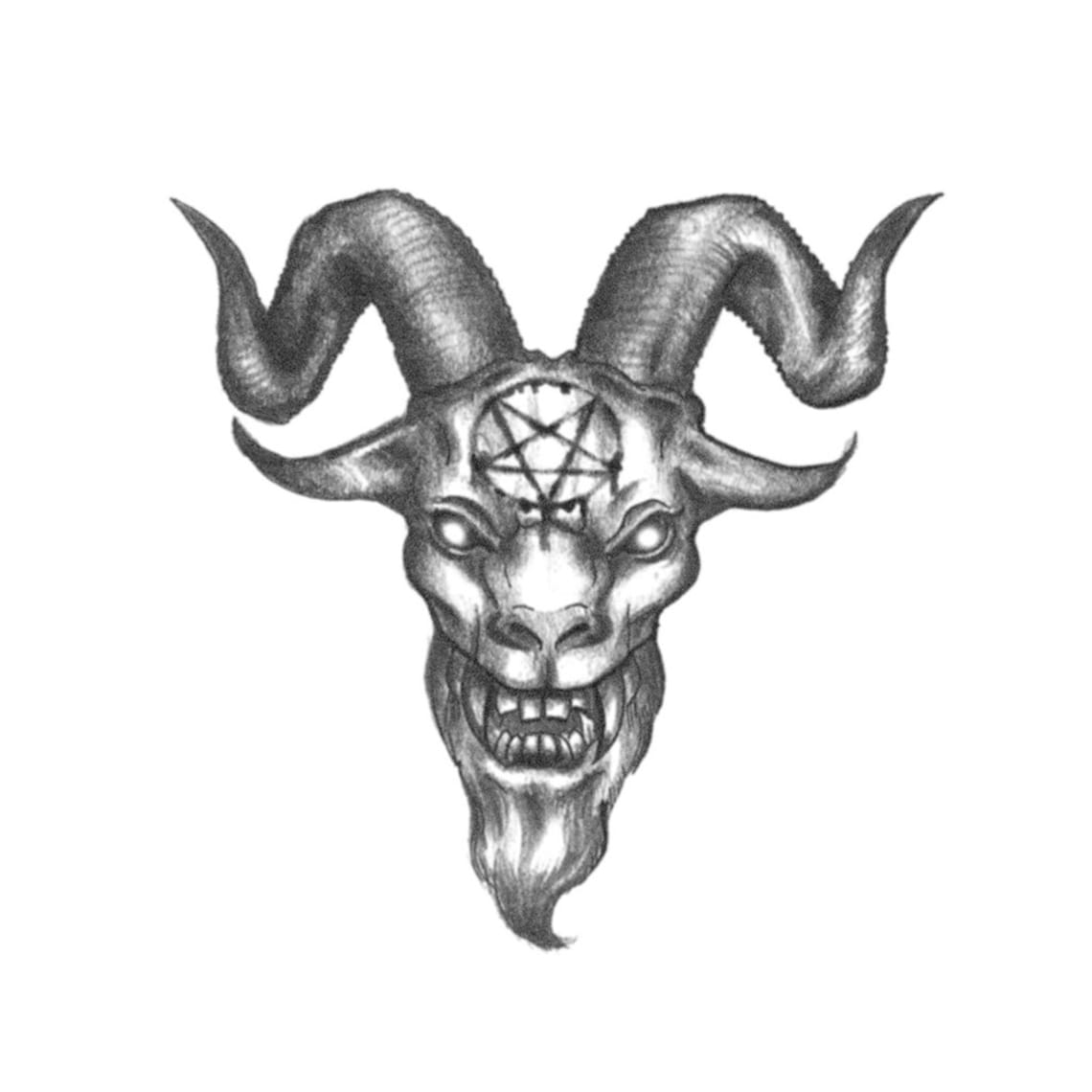 Goat Demon Tattoo Demonic Temporary Tattoo / Devil Tattoo / - Etsy
