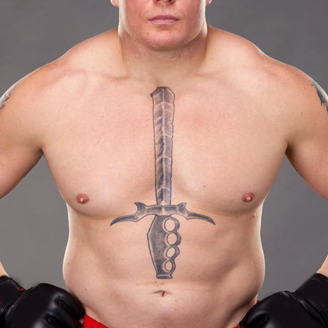 Brock Lesnar Sword Temporary Tattoo - Brock Lesnar Chest Sword Tattoo ...