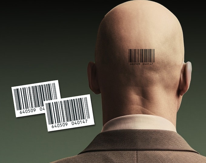 Hitman Barcode Tattoo set of 2 Agent Barcode Temporary Tattoo ...