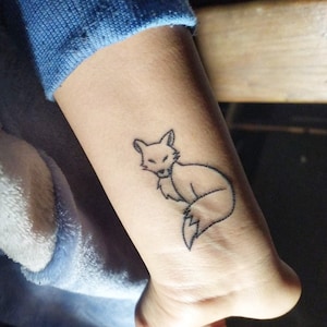 Minimalist Fox (set of 2) - Animal Temporary Tattoo / Minimalist Fox ...