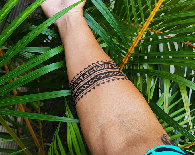 Hawaiian Kakau Armband Tattoo Polynesian Armband Temporary Tattoo / Arm ...
