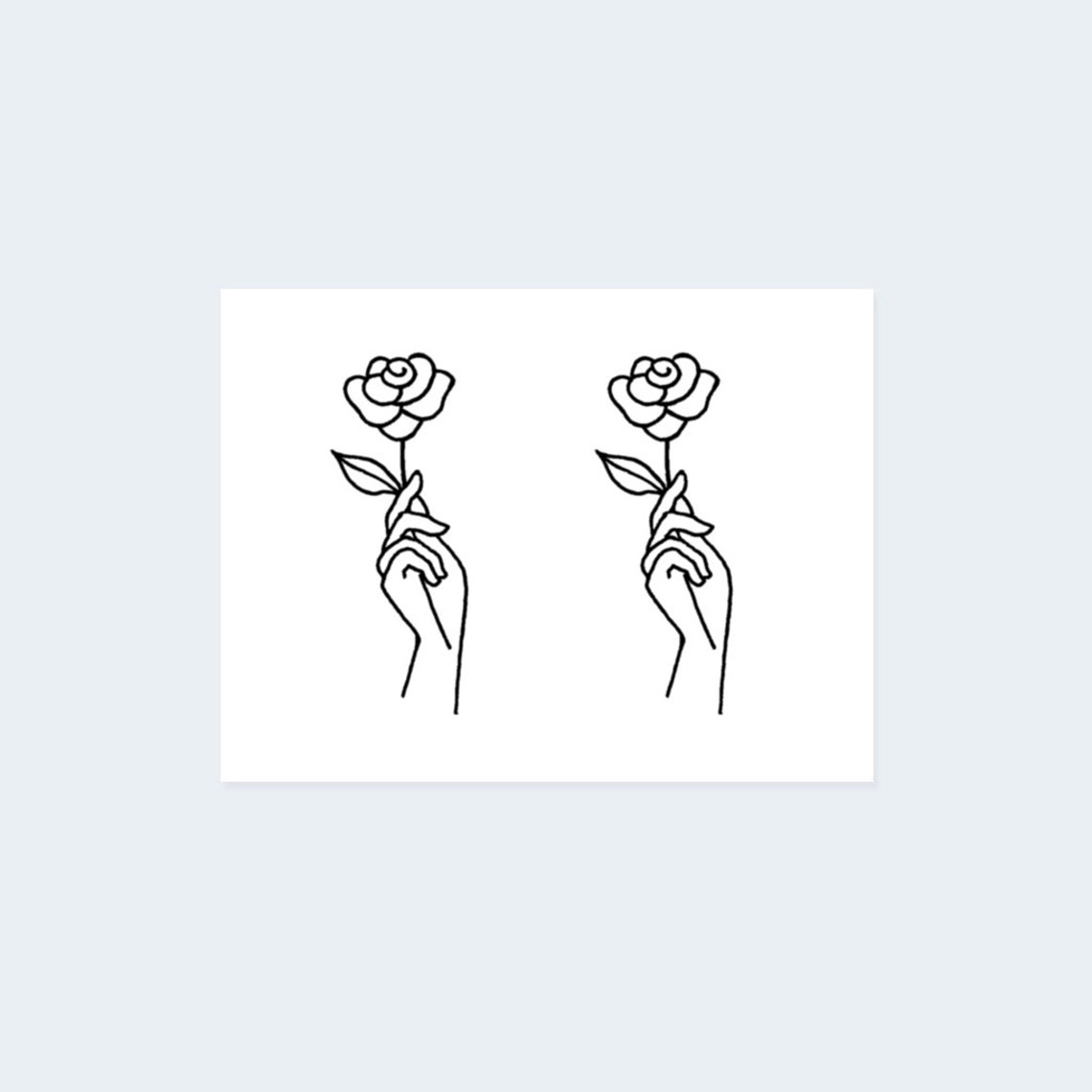 Minimalist Rose Hand set of 2 Linework Hand Holding a Rose | Etsy
