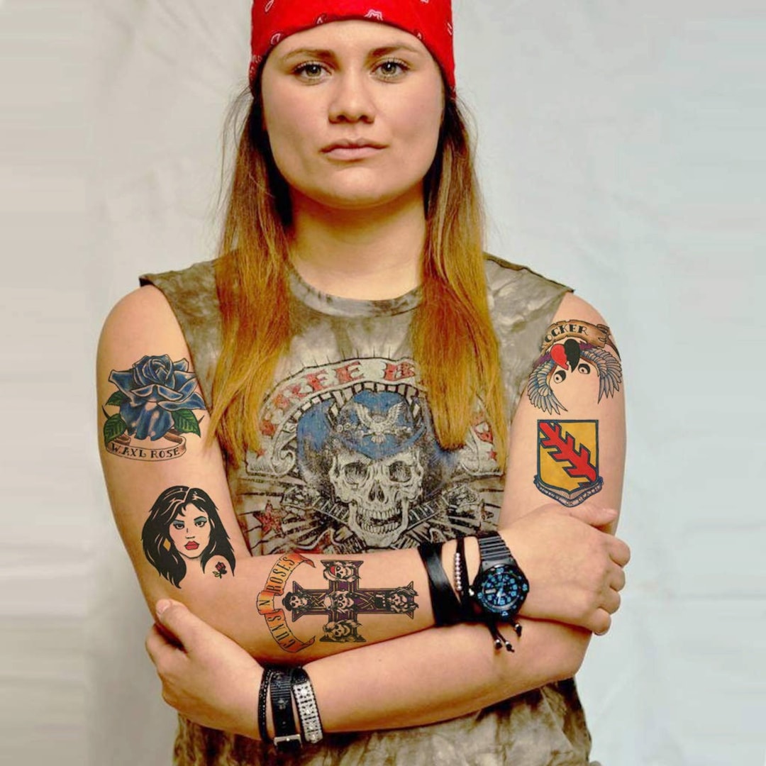Axl Inspired Temporary Tattoo Set - Rocker Temporary Tattoo Costume ...