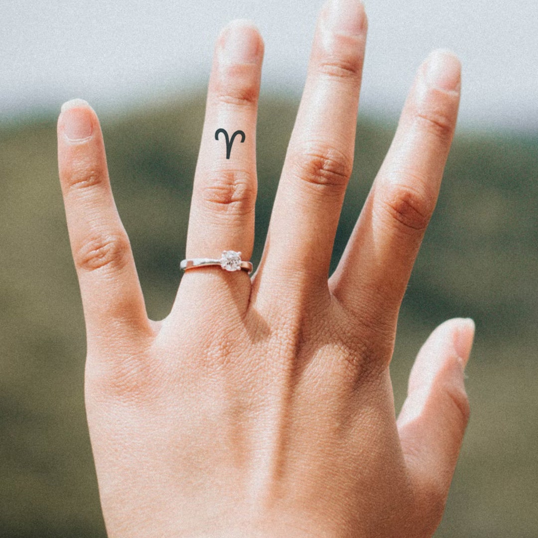 Tiny Aries Sign Tattoo (set of 8) - Aries Temporary Tattoo / Aries ...