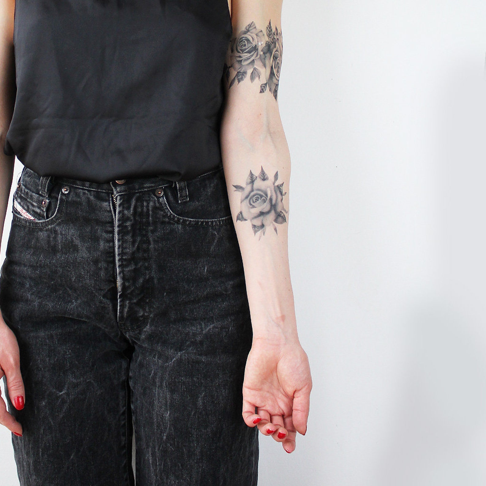 Elegant Rose Temporary Tattoo / Realistic Rose Tattoo / Rose | Etsy