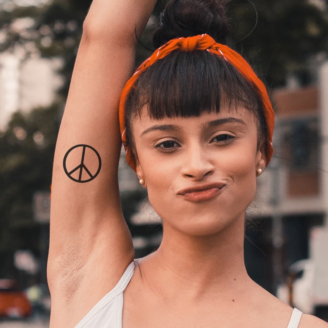 Peace Sign Tattoo (set of 2) - Peace Temporary Tattoo / Peace Symbol ...