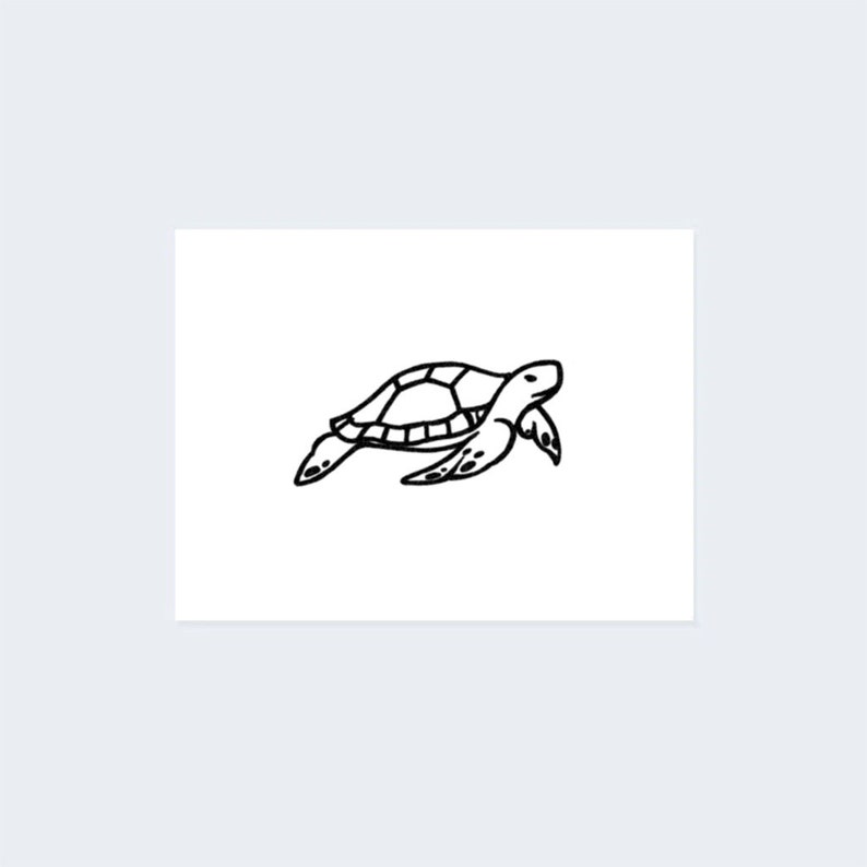 Minimalist Turtle Tattoo set of 2 Minimalistic Turtle - Etsy
