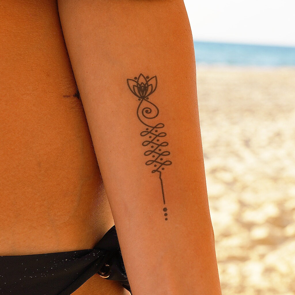 Unalome Flower (set of 2) - Flower Unalome Tattoo / Lotus Temporary ...