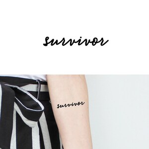 Survivor (set of 2) - Survivor Temporary Tattoo / Survivor Script ...