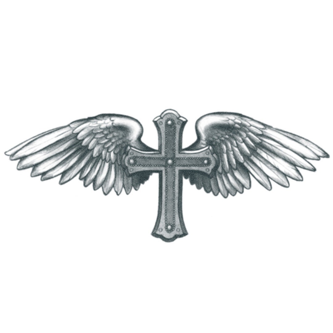 Winged Cross - Temporary Tattoo / Faith Tattoo / Angel Wings Tattoo ...