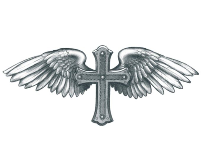 Winged Cross Temporary Tattoo / Faith Tattoo / Angel Wings Tattoo ...