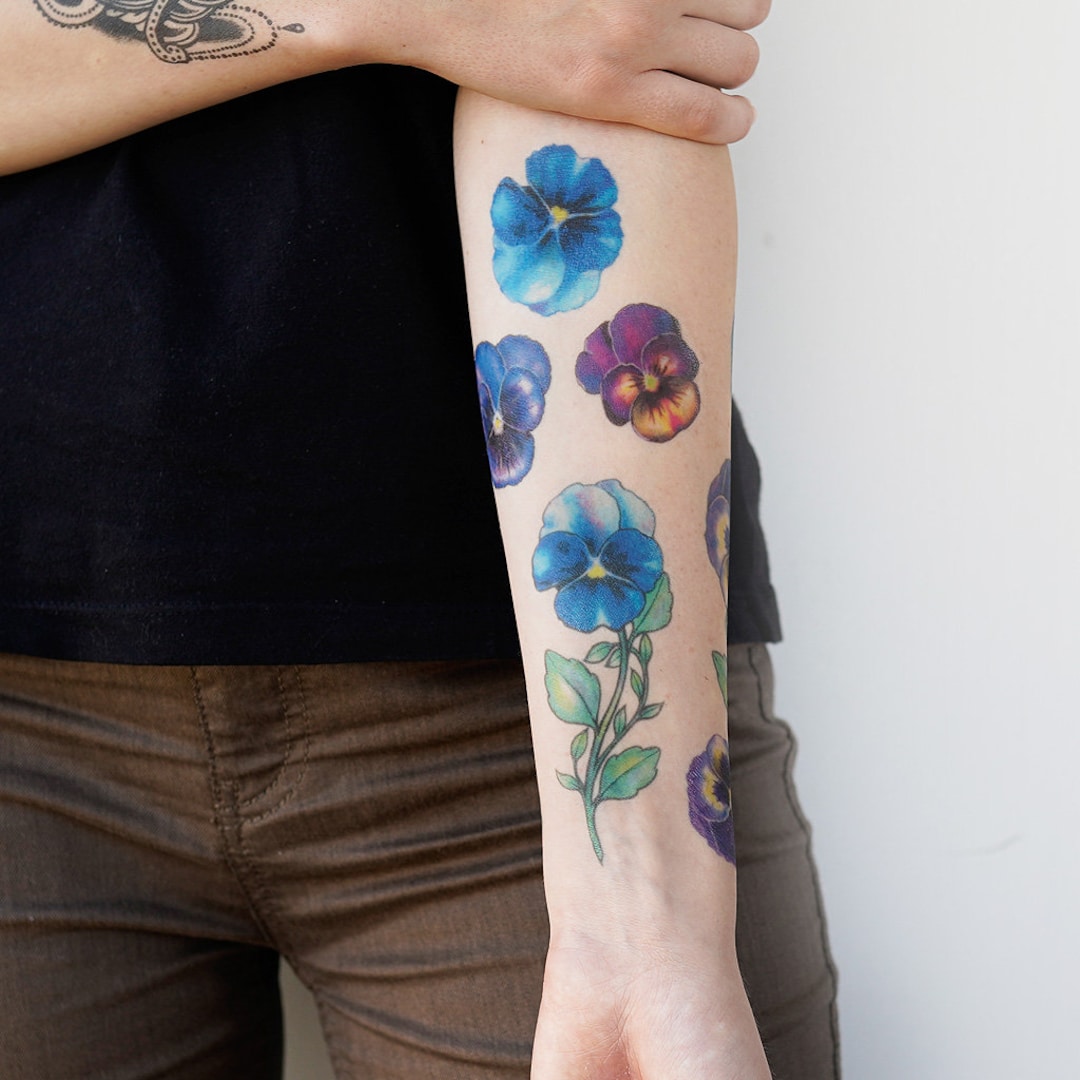 Wild Pansy Tattoo - Flower Tattoo / Wild Pansy Temporary Tattoo ...