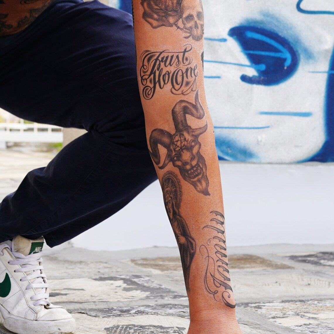 Goat Demon Tattoo Demonic Temporary Tattoo / Devil Tattoo / - Etsy