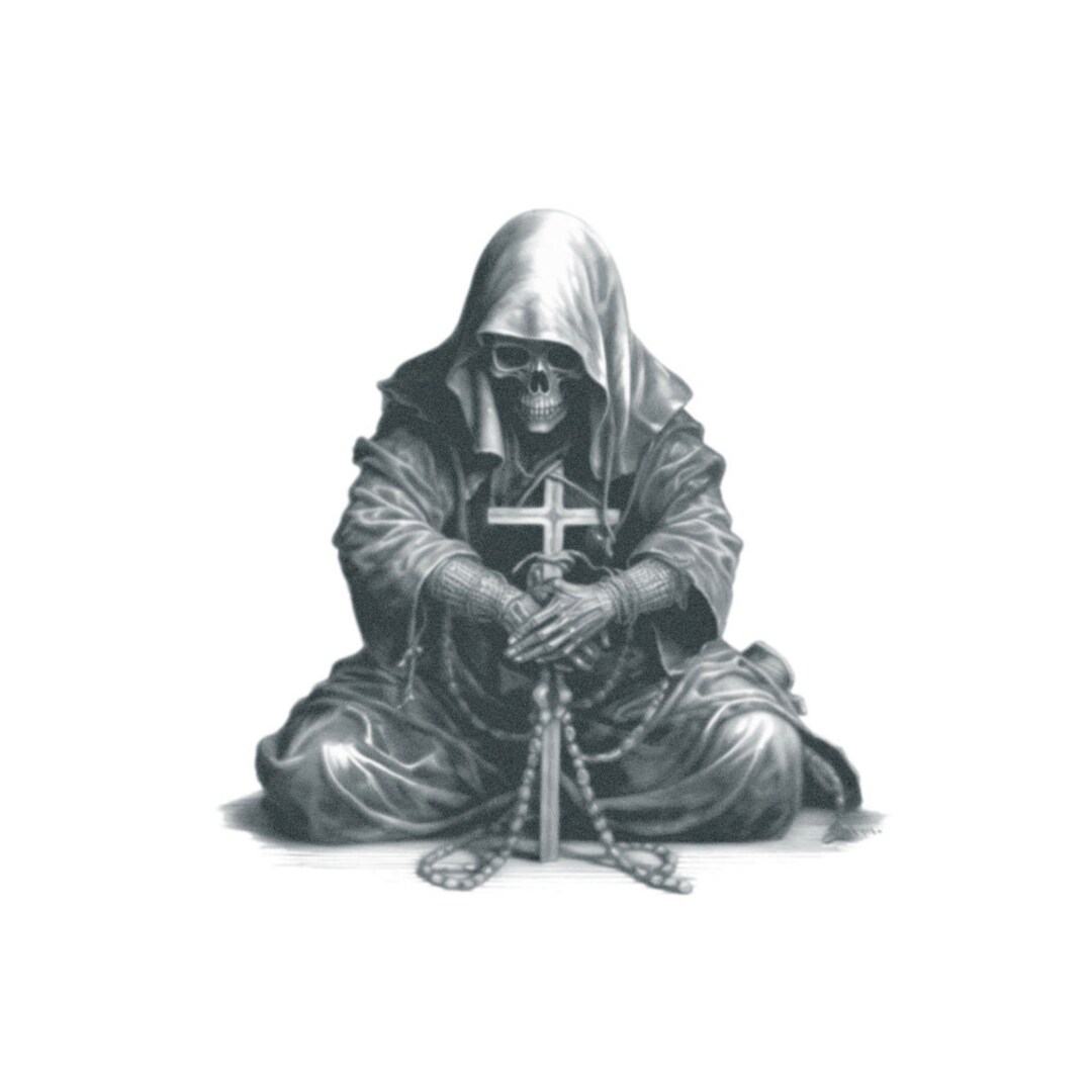 Dead Hooded Priest Dead Priest Temporary Tattoo / Dead Monk Tattoo ...