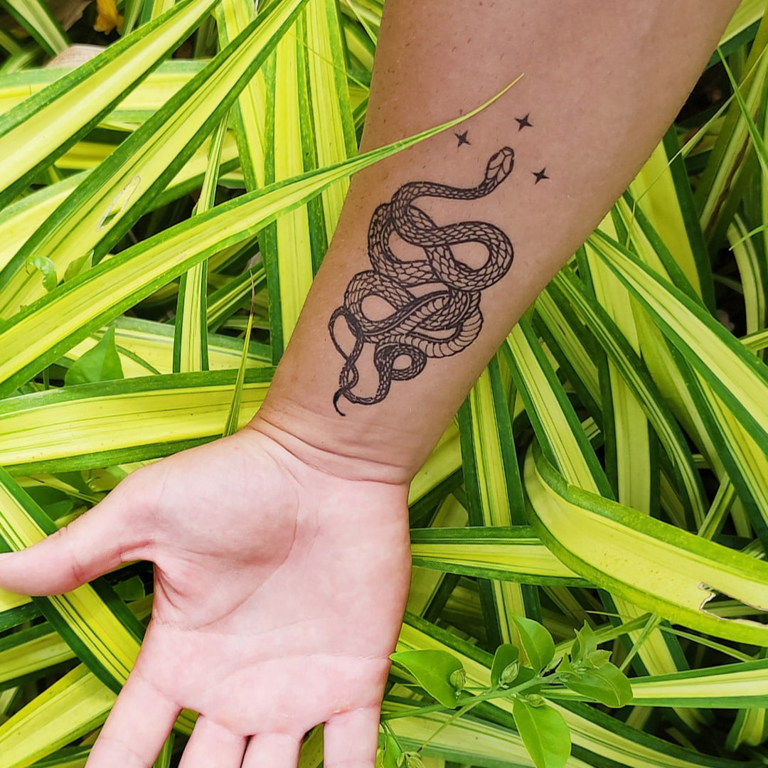 Boho Style Snake - Snake Temporary Tattoo / Bohemian Snake Tattoo ...
