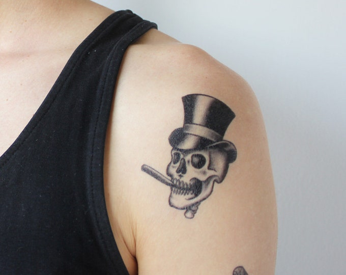 Top Hat Skull Tattoo Top Hat Dead Man Tattoo / Skull With - Etsy