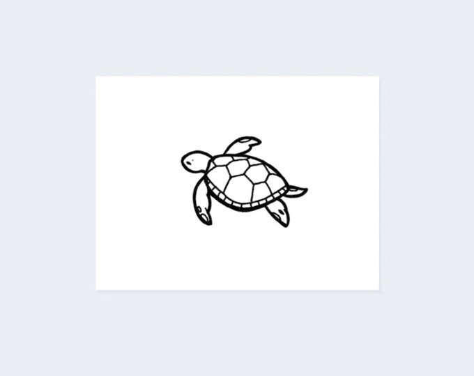 Baby Turtle set of 2 Minimalist Turtle Tattoo / Turtle Temporary Tattoo ...