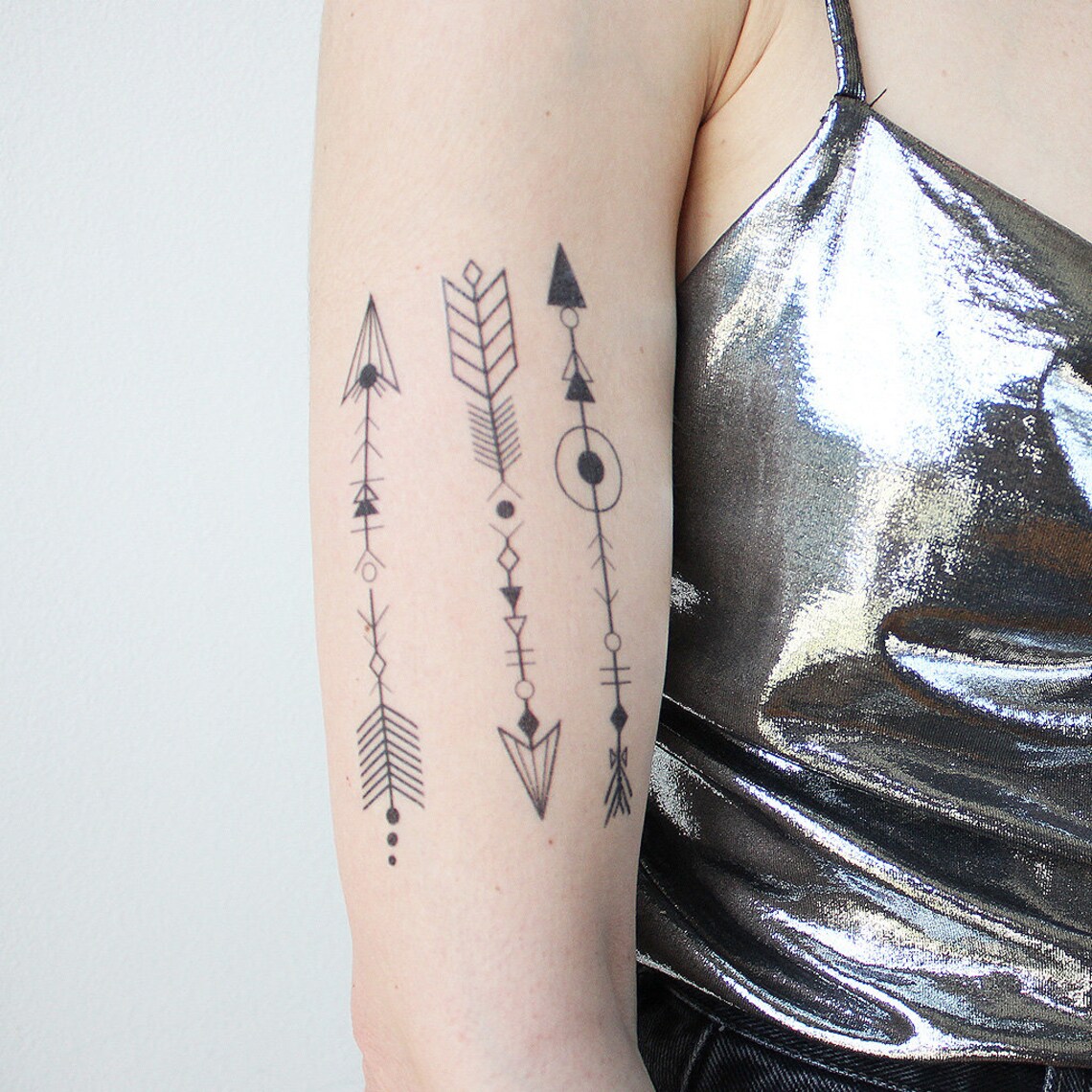 Boho Arrows Tattoos set of 3 Temporary Tattoo / Realistic | Etsy