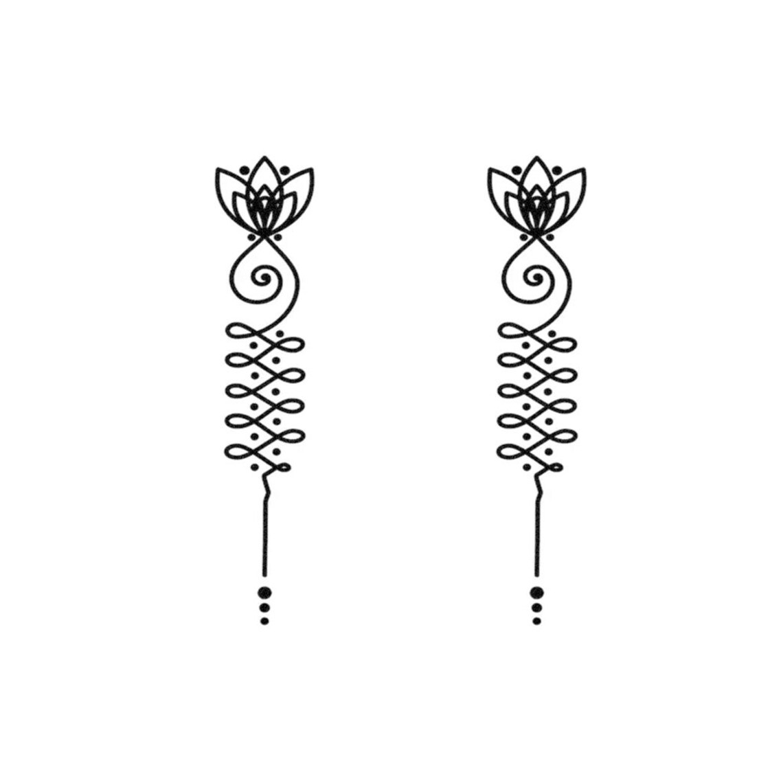 Unalome Flower set of 2 Flower Unalome Tattoo / Lotus - Etsy