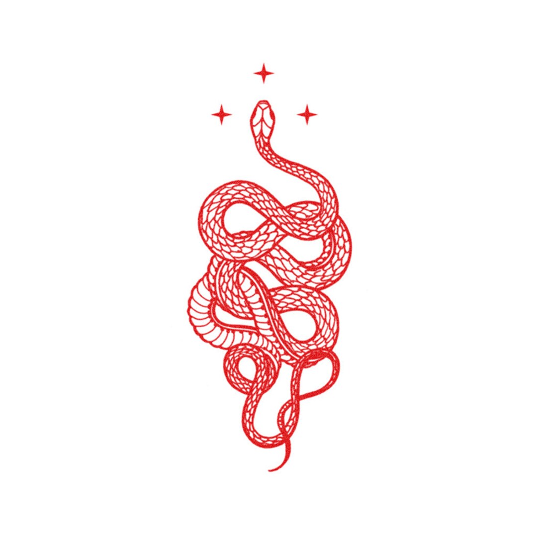 Red Snake Tattoo - Snake Temporary Tattoo / Red Serpent Temporary ...