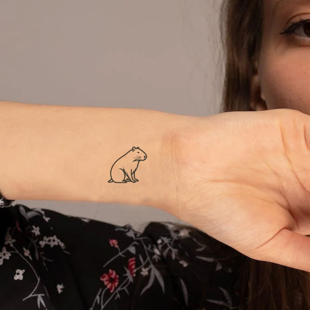 Minimalist Capybara (set of 2) - Capybara Temporary Tattoos / Cute ...
