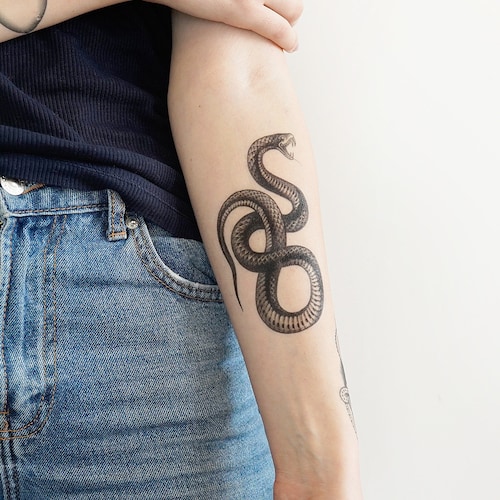 Large Snake Tattoo Snake Temporary Tattoo / Blackwork Snake - Etsy