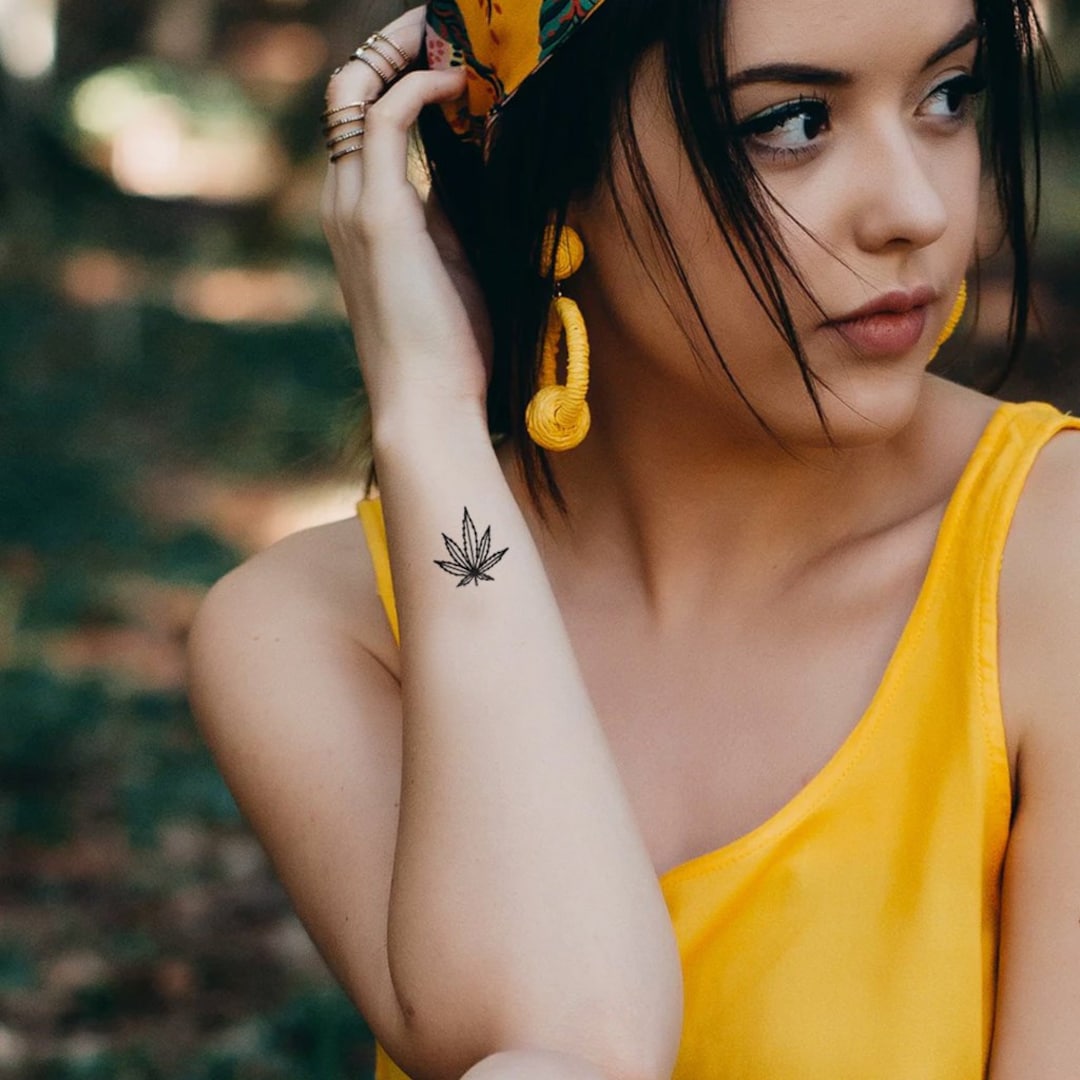 Weed Tattoo set of 2 Weed Temporary Tattoo / Festival Tattoo ...